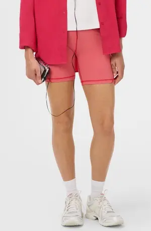 Sweaty Betty Power 6" Bike Shorts - Red Micro Stripe Print