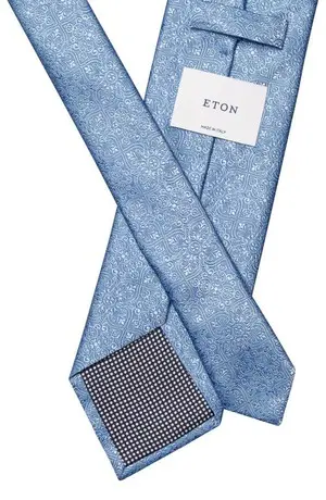 Eton Medallion Jacquard Silk Neck Tie - Medium Blue