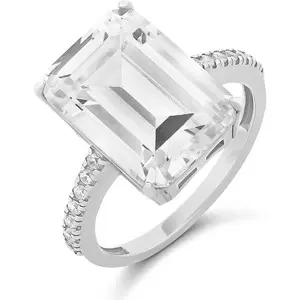 SHYMI Emerald-cut Cubic Zirconia Cocktail Ring - Silver