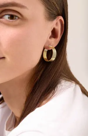 Bony Levy 14k Gold Ribbed Hoop Earrings