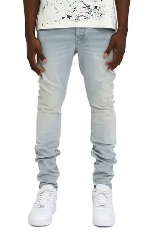 PURPLE BRAND P001 Skinny Fade Distressed Jeans - Light Indigo