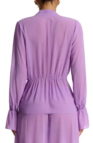 Naked Wardrobe Plunge Tie-front Chiffon Top