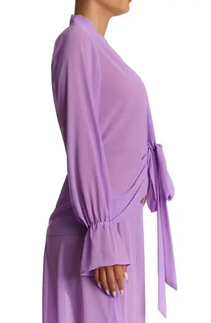 Naked Wardrobe Plunge Tie-front Chiffon Top