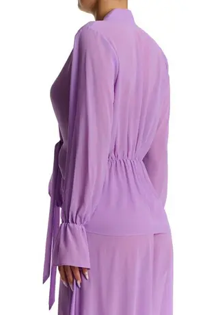 Naked Wardrobe Plunge Tie-front Chiffon Top
