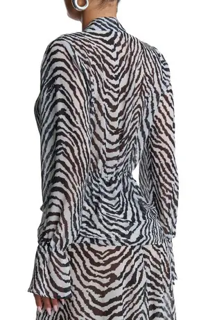 Naked Wardrobe Plunge Tie-front Chiffon Top
