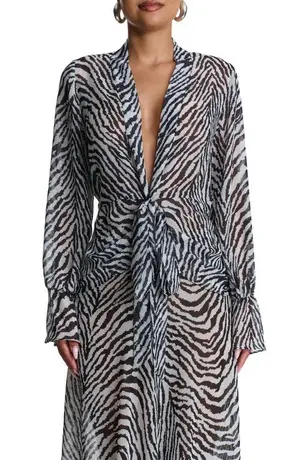 Naked Wardrobe Plunge Tie-front Chiffon Top