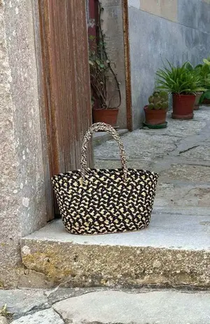 INDEGO AFRICA Braided Raffia Tote - Black