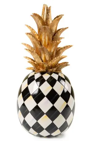 MACKENZIE-CHILDS Marquee Pineapple Sculpture - Black/ White