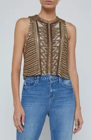 L'Agence Kienna Embellished Sleeveless Top
