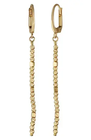 Bony Levy 14k Gold Beaded Linear Drop Earrings - 14k Yellow Gold