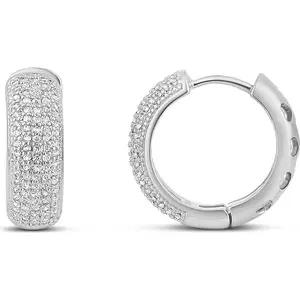 SHYMI Thick Dome Pavé Hoop Earrings - Silver