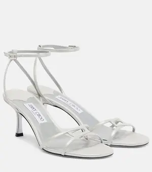 JIMMY CHOO Leo 65 Leather Sandals - Silver