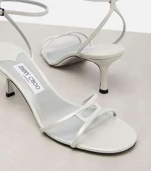 JIMMY CHOO Leo 65 Leather Sandals - Silver