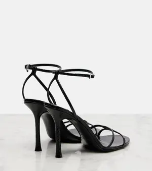 JIMMY CHOO Leo 100 Leather Sandals - Black