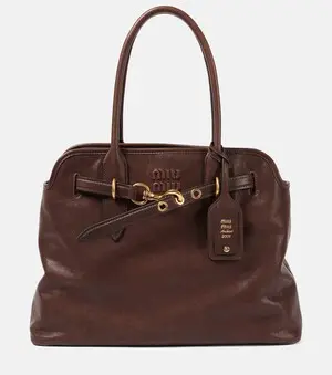 Miu Miu Large Leather Shoulder Bag - Brown