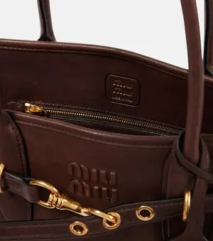 Miu Miu Large Leather Shoulder Bag - Brown