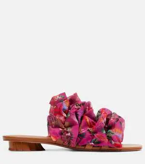Farm Rio Printed Ruffled Sandals