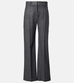 Brunello Cucinelli Pleated Virgin Wool Straight Pants - Grey