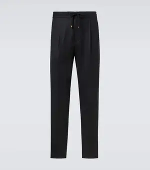 Brunello Cucinelli Virgin Wool Tapered Trousers - Black