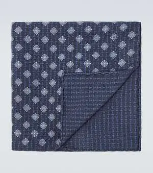 Brunello Cucinelli Silk Pocket Square - Blue
