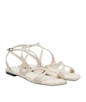 JIMMY CHOO Ayla Snake-effect Leather Sandals - Beige
