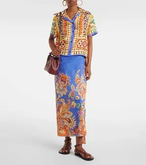 Etro Printed Cotton And Silk Wrap Skirt