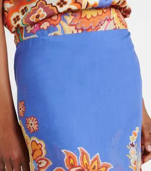 Etro Printed Cotton And Silk Wrap Skirt