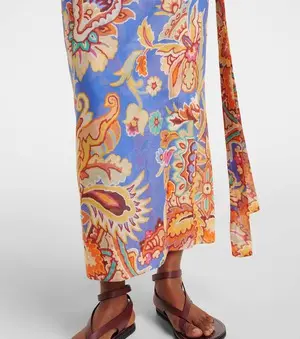 Etro Printed Cotton And Silk Wrap Skirt