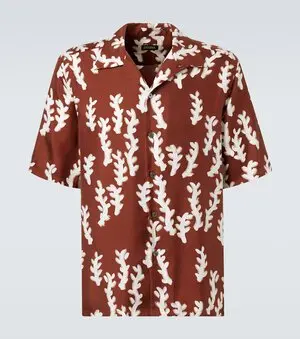 Zegna Printed Silk Bowling Shirt - Brown