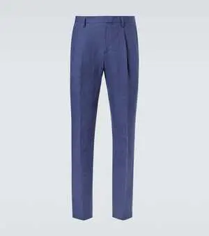 Sunspel Pleated Linen Straight Pants
