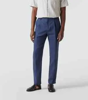 Sunspel Pleated Linen Straight Pants
