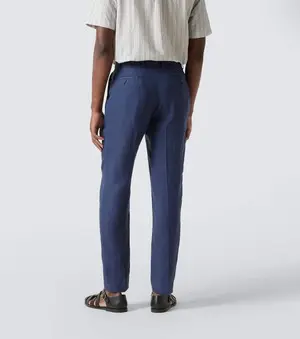 Sunspel Pleated Linen Straight Pants