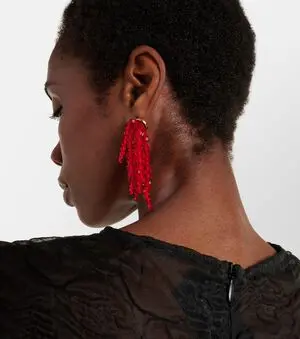 Simone Rocha Beaded Drop Earrings - Red