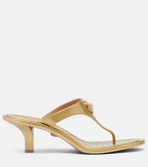 Versace Alia 55 Metallic Thong Sandals - Gold