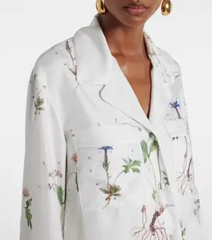 Erdem Floral Printed Silk Shirt