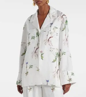 Erdem Floral Printed Silk Shirt