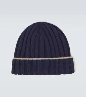 Brunello Cucinelli Ribbed Cashmere Beanie - Blue