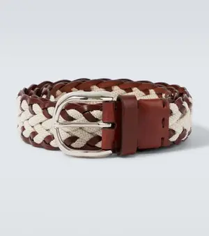 Brunello Cucinelli Braided Leather And Canvas Belt