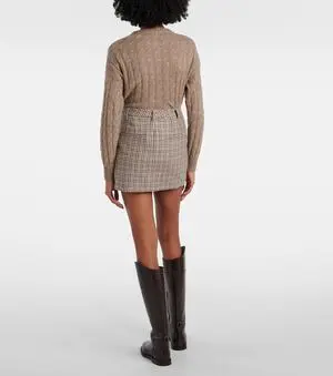 Brunello Cucinelli Checked Virgin Wool Flannel Miniskirt - Brown