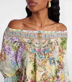 Camilla Embellished Printed Silk Crêpe Minidress