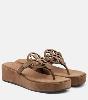 Tory Burch Miller 25 Suede Thong Sandals - Brown