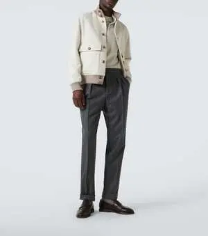 Brunello Cucinelli Pleated Virgin Wool Slim Pants
