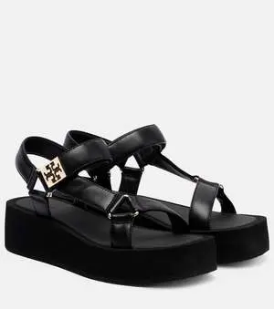Tory Burch Mellow Leather Platform Sandals - Black