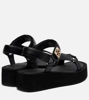 Tory Burch Mellow Leather Platform Sandals - Black