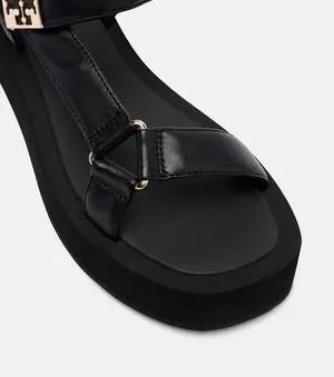 Tory Burch Mellow Leather Platform Sandals - Black