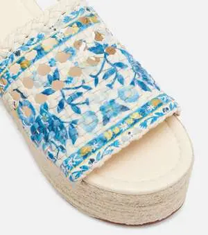 Farm Rio Printed Leather Platform Espadrilles