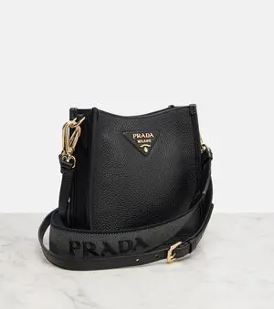 Prada Mini Leather Shoulder Bag - Black
