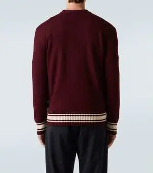 Moncler Patch-appliqué Wool Cardigan - Burgundy