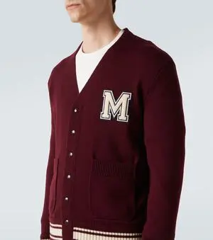 Moncler Patch-appliqué Wool Cardigan - Burgundy