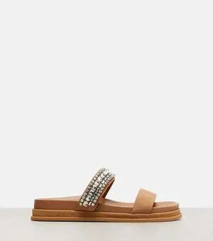 JIMMY CHOO Jadi Crystal-embellished Suede Slides - Brown